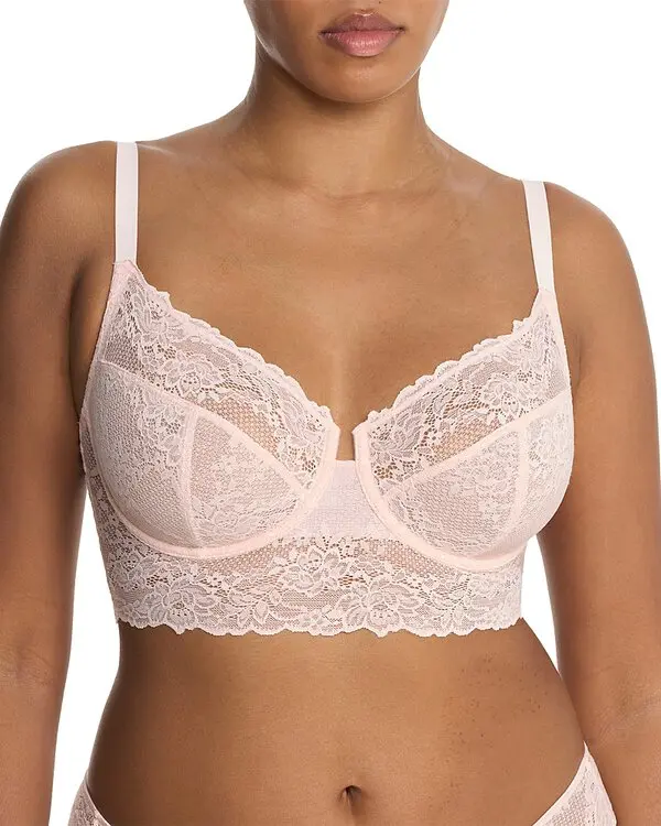 Natori Heavenly Full Coverage Longline Lace Underwire Bra - Whisper Pink