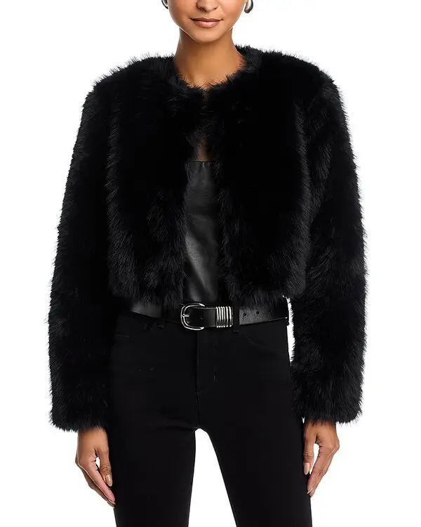Aqua Faux Fur Bolero Jacket - Black