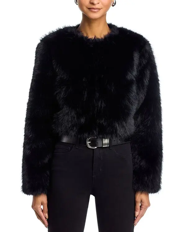 Aqua Faux Fur Bolero Jacket - Black