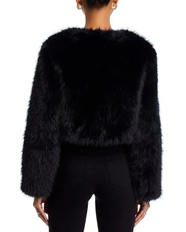 Aqua Faux Fur Bolero Jacket - Black
