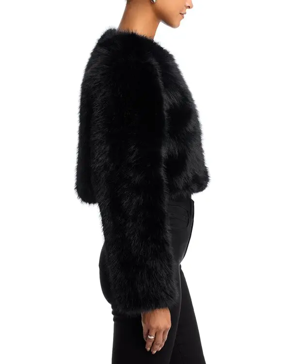 Aqua Faux Fur Bolero Jacket - Black