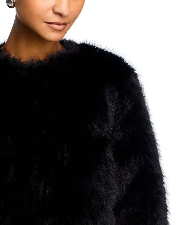 Aqua Faux Fur Bolero Jacket - Black