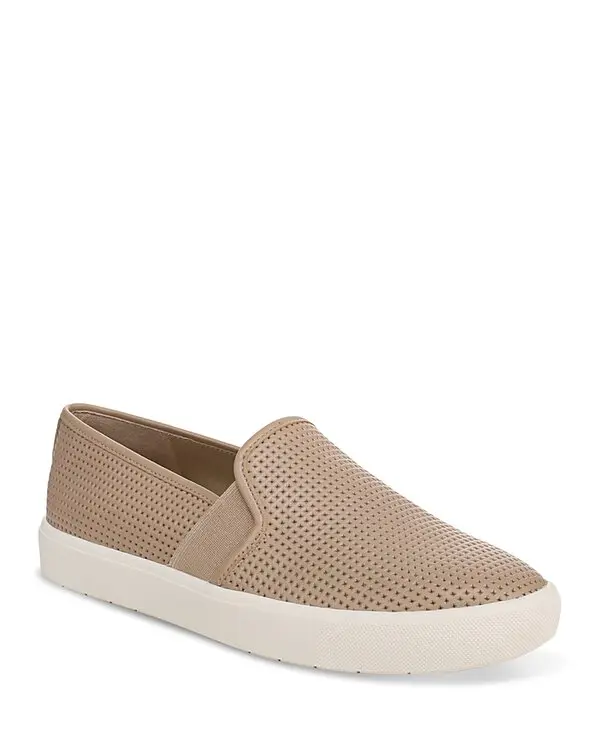 Vince Blair Perforated Leather Slip-on Sneakers - Warm Almond
