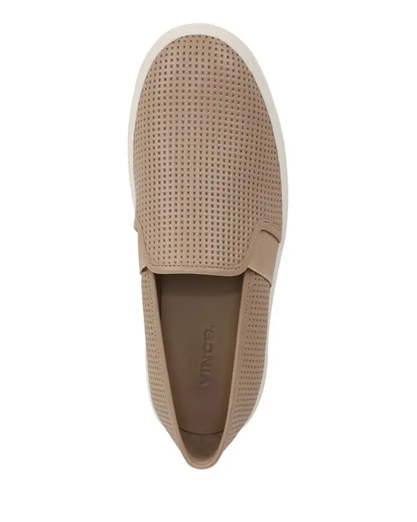 Vince Blair Perforated Leather Slip-on Sneakers - Warm Almond