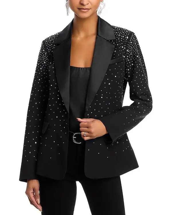 Aqua X Salvatore Rizza Crystal Embellished Blazer