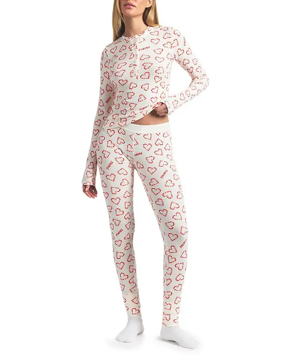 SKIMS Cotton Rib Henley & Leggings Set - Marble Candy Heart