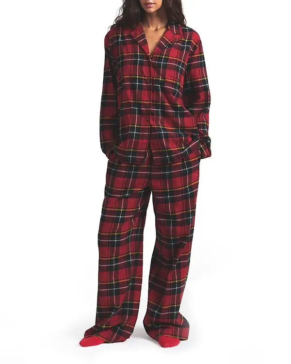 SKIMS Flannel Sleep Set - Brick Holiday Plaid