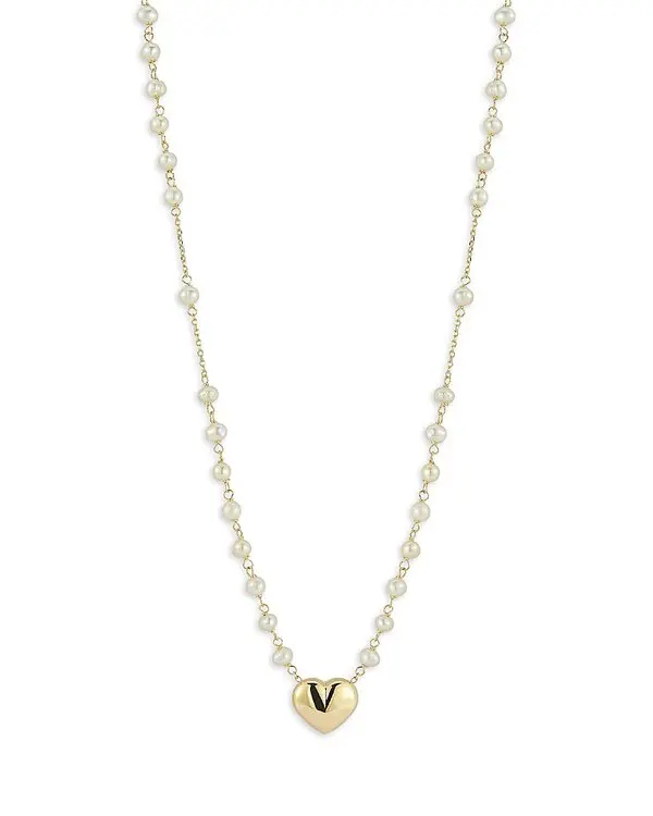 Bloomingdale'S Freshwater Pearl Heart Pendant Necklace - Gold