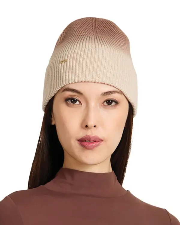 Eugenia Kim Frances Dip Dye Rib Knit Beanie - Camel