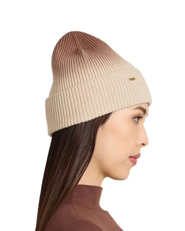 Eugenia Kim Frances Dip Dye Rib Knit Beanie - Camel