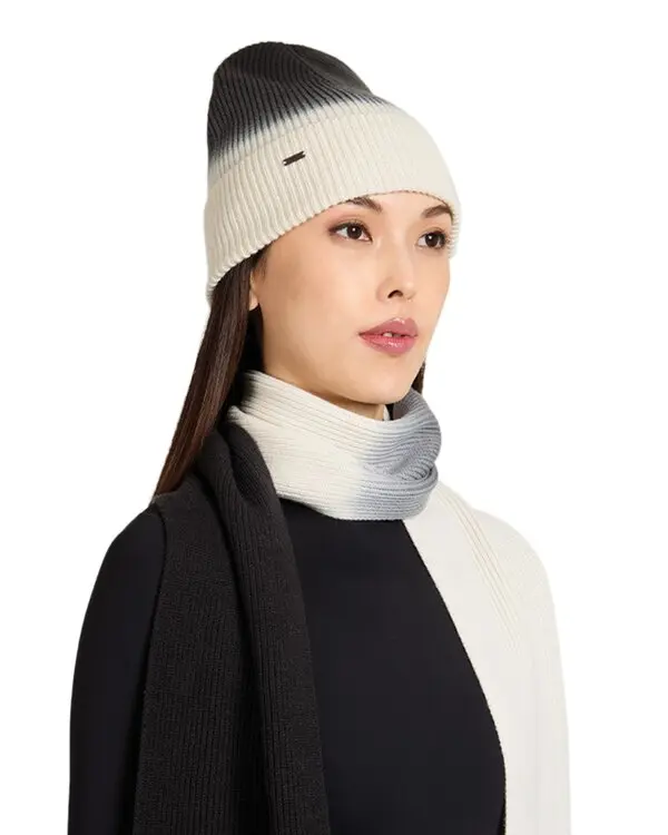 Eugenia Kim Two Tone Dip Dye Rib Knit Merino Wool Scarf - Black