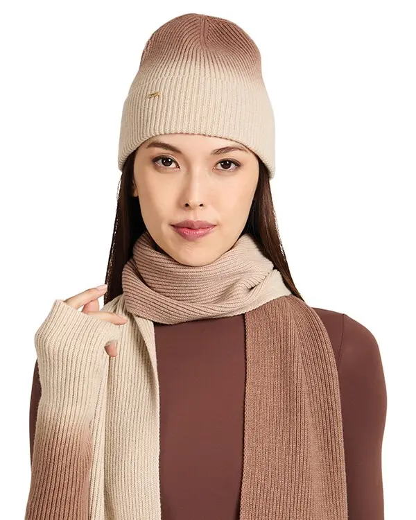 Eugenia Kim Two Tone Dip Dye Rib Knit Merino Wool Scarf - Camel