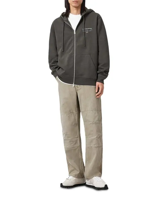 ALLSAINTS Redact Zip Up Hoodie - Washed Black