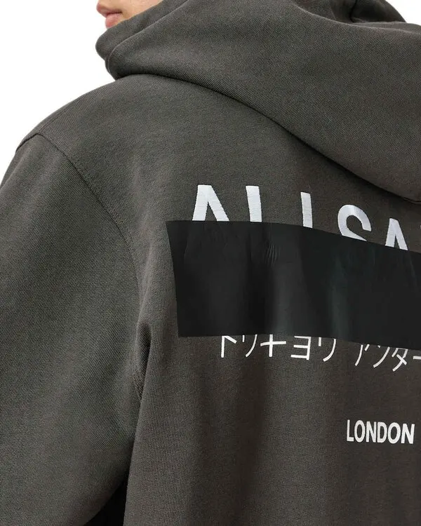 ALLSAINTS Redact Zip Up Hoodie - Washed Black