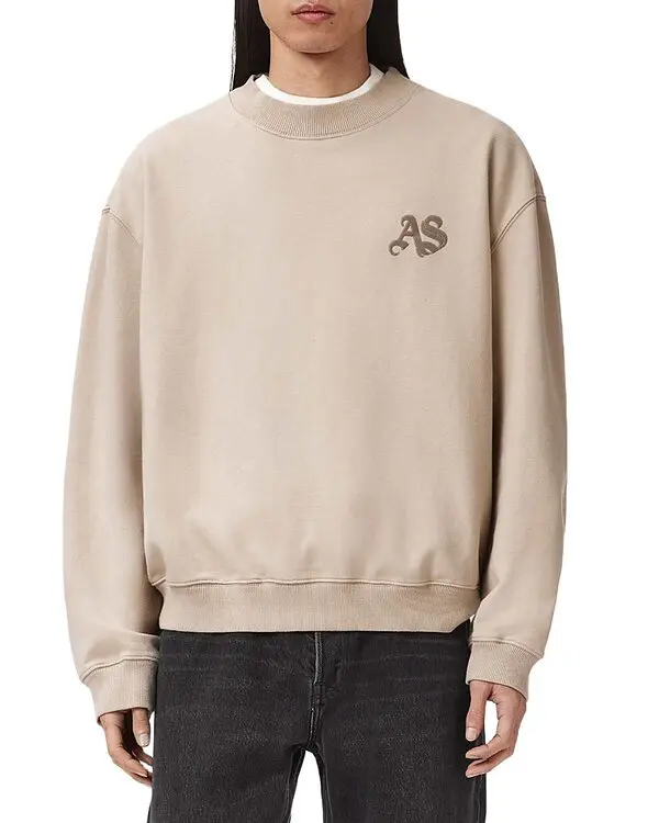 ALLSAINTS Icon Cropped Oversized Crew - Sandstone