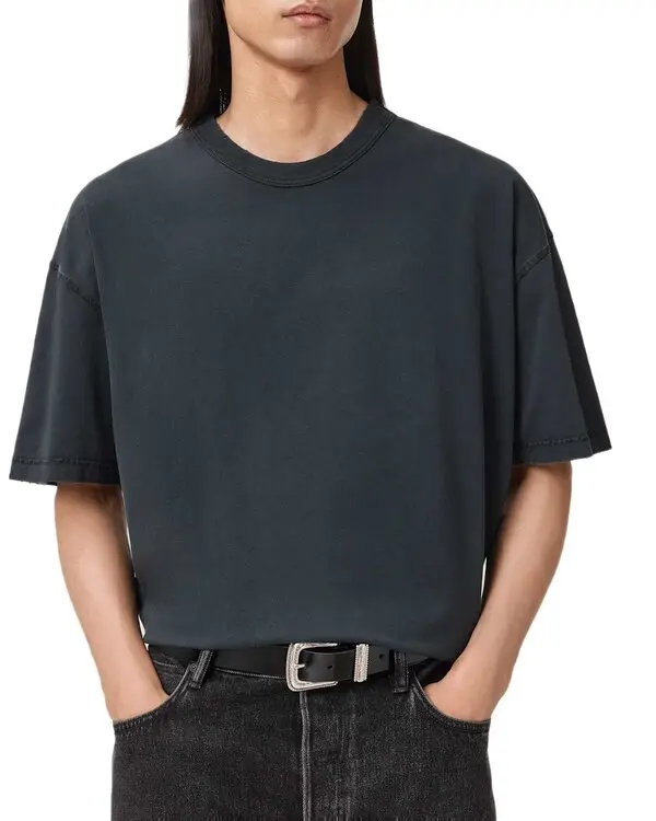 ALLSAINTS Cole Cropped Oversized Tee - Washed Black