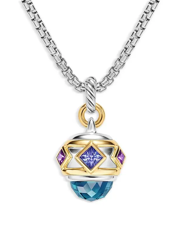 David Yurman Renaissance Amulet With Hampton Blue Topaz, Iolite And Amethyst - Gold/silver