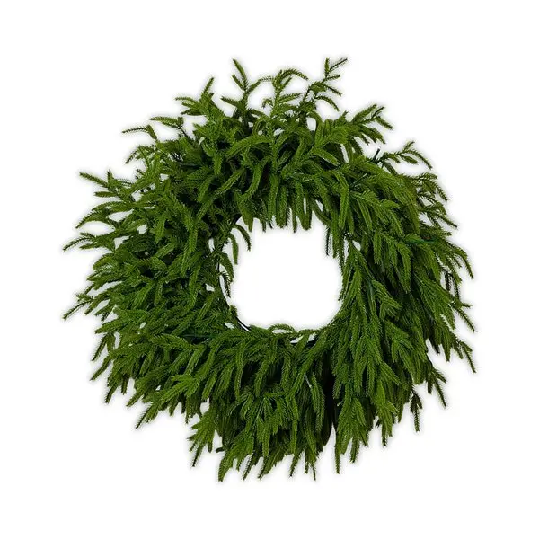 NEARLY NATURAL Pre-lit Artificial Real Touch Norfolk Island Pine 20 Wreath With Warm White Led Lights And Natural Look - Green