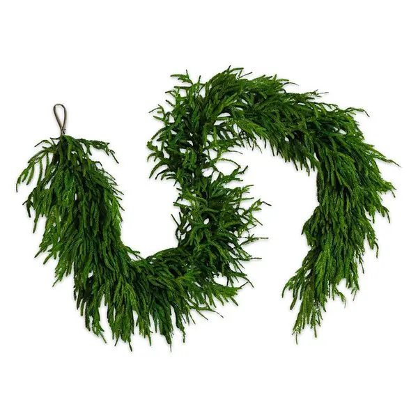 NEARLY NATURAL Artificial Real Touch Norfolk Island Pine 8' Garland With Natural Look - Green