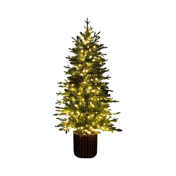 NEARLY NATURAL Pre-lit Artificial 4.5' Christmas Tree In Decorative Planter With Clear Led Lights
