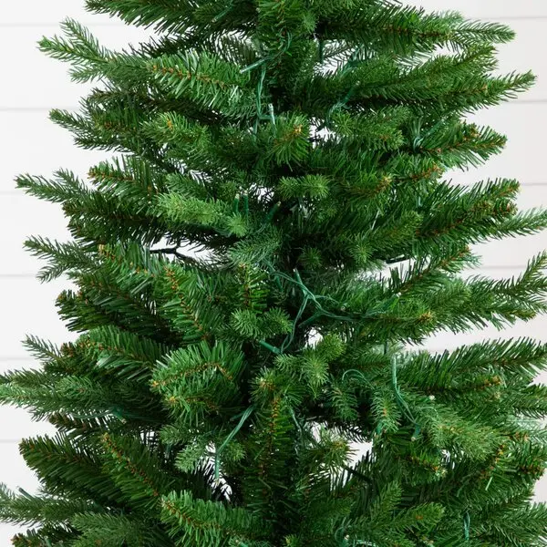 NEARLY NATURAL Pre-lit Artificial 4.5' Christmas Tree In Decorative Planter With Clear Led Lights