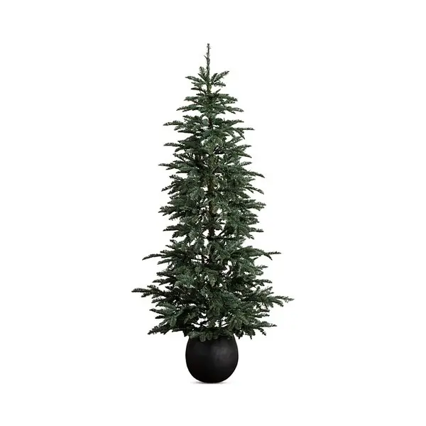 NEARLY NATURAL Pre-lit Artificial Pine 6' Christmas Tree In Round Planter With Warm White Led Lights