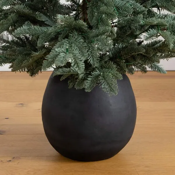 NEARLY NATURAL Pre-lit Artificial Pine 6' Christmas Tree In Round Planter With Warm White Led Lights