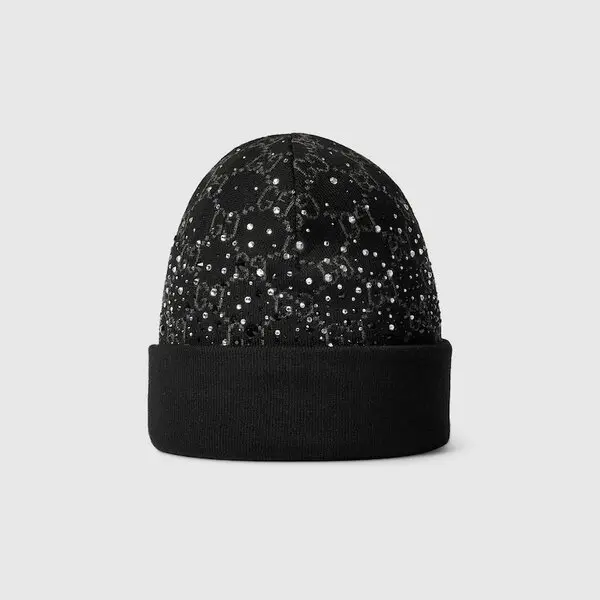 Gucci Gg Wool Beanie With Crystals