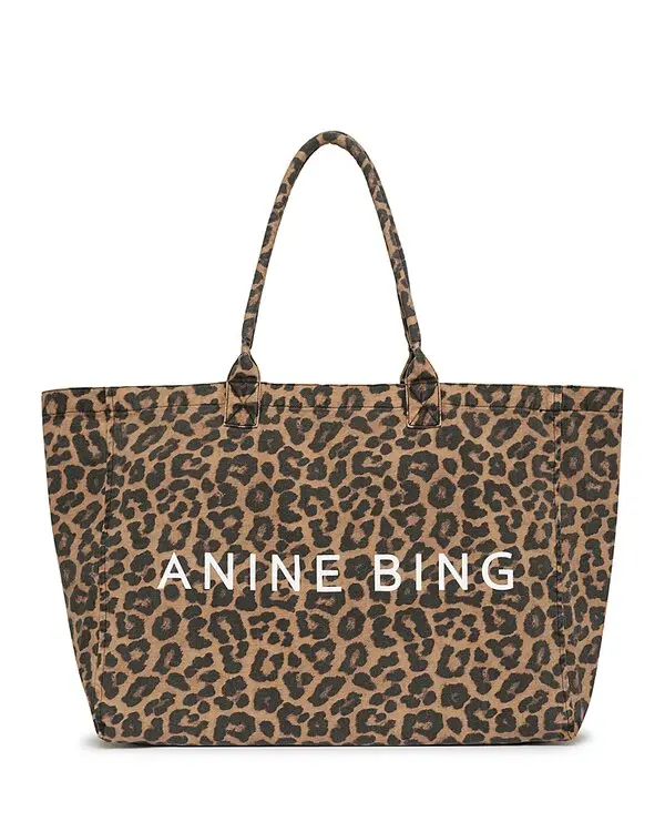 ANINE BING Leo Extra Large Canvas Tote - Leopard