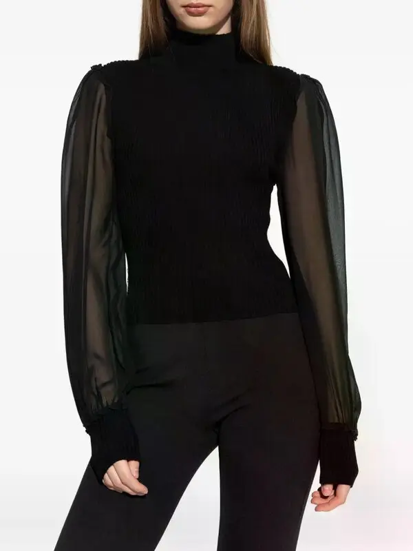 FRAME Sheer-sleeve Blouse