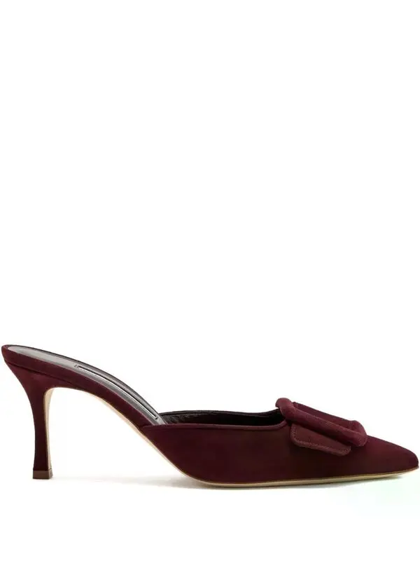 Manolo Blahnik 70mm Waysale Buckle Mules - Red