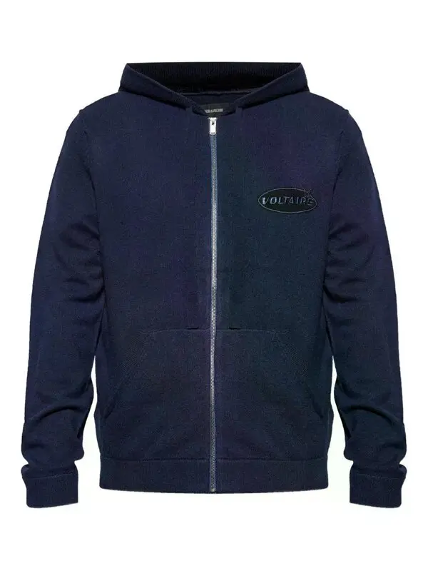 Zadig&Voltaire Logo Patch Zip-up Hoodie - Blue