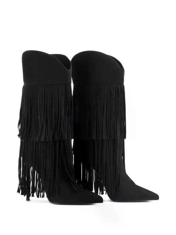 LE SILLA 120mm Andy Fringe Boots - Black