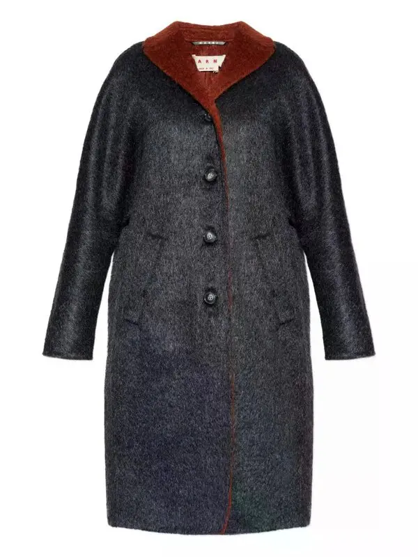 Marni Contrasting-trim Coat - Grey