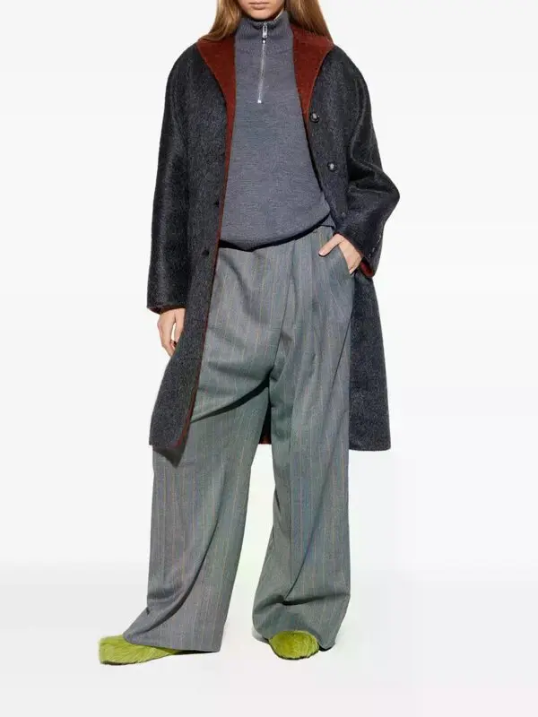 Marni Contrasting-trim Coat - Grey