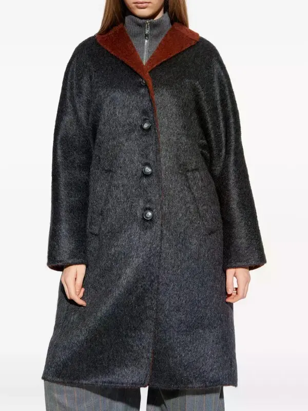Marni Contrasting-trim Coat - Grey