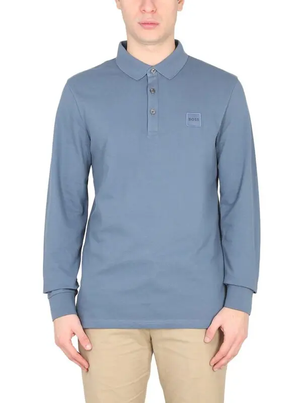 BOSS Polo With Logo Patch - Blue