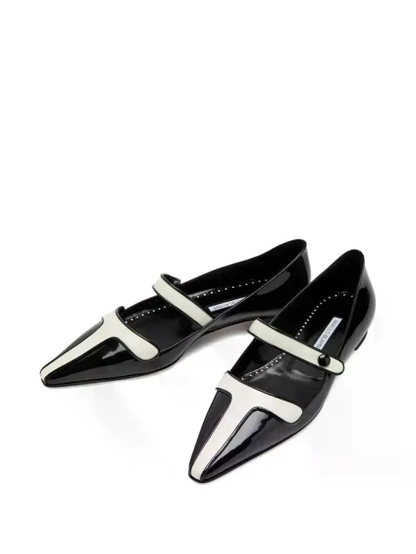 Manolo Blahnik Ganeusflat Pointed Strap Pumps - Black