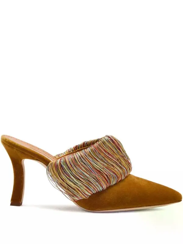 Manolo Blahnik 90mm Caldean Fringed Mules