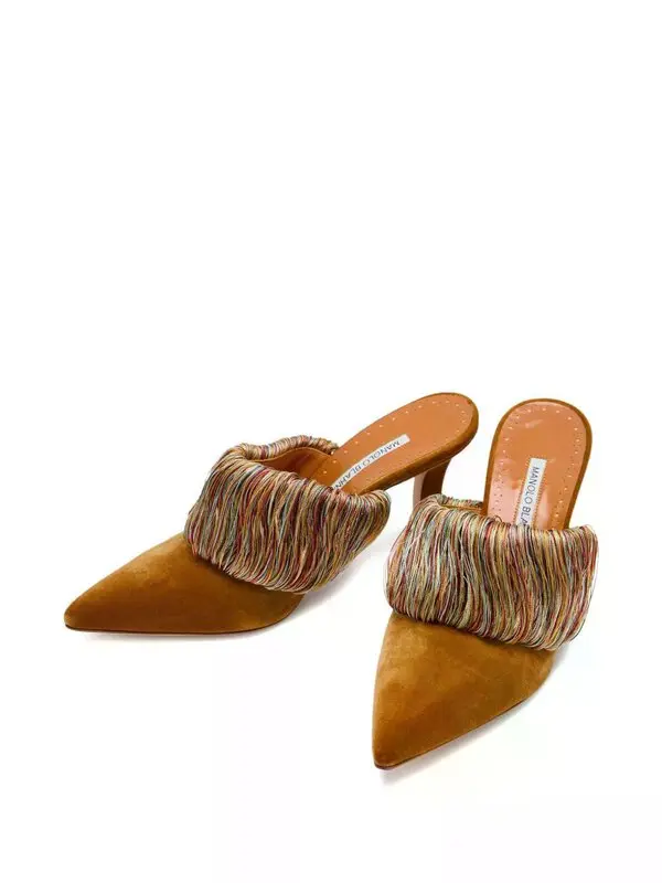 Manolo Blahnik 90mm Caldean Fringed Mules