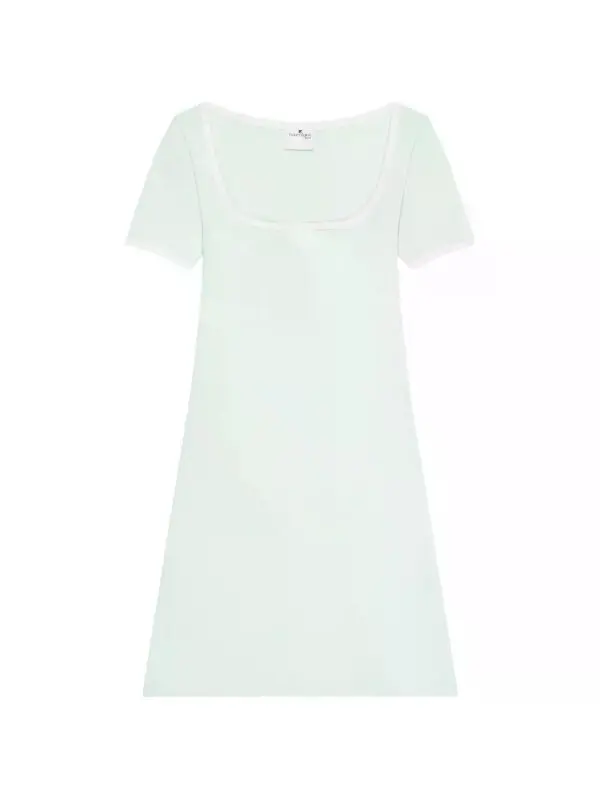 COURREGES Square Neck Logo Dress - Blue
