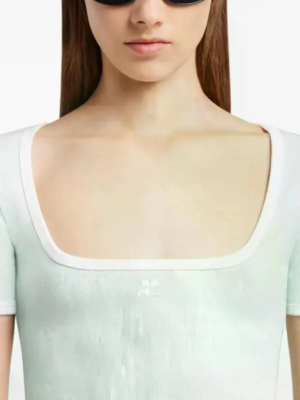 COURREGES Square Neck Logo Dress - Blue
