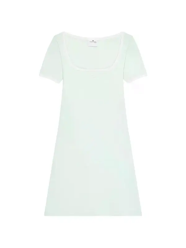 COURREGES Square Neck Logo Dress - Blue