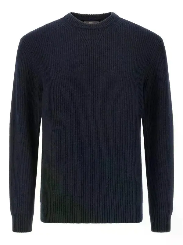 Boggi Milano Ribbed-knit Crew-neck Sweater - Blue