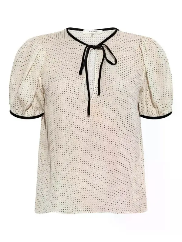 FRAME Polka-dot Tie Blouse