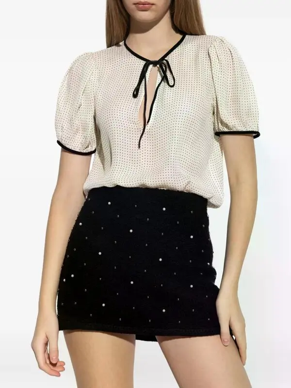 FRAME Polka-dot Tie Blouse