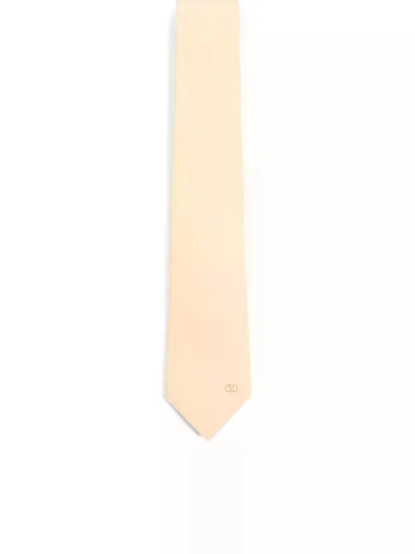Valentino Garavani Vlogo Plaque Silk Neck Tie - Yellow