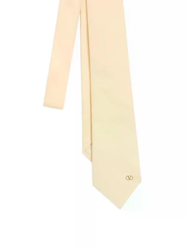 Valentino Garavani Vlogo Plaque Silk Neck Tie - Yellow