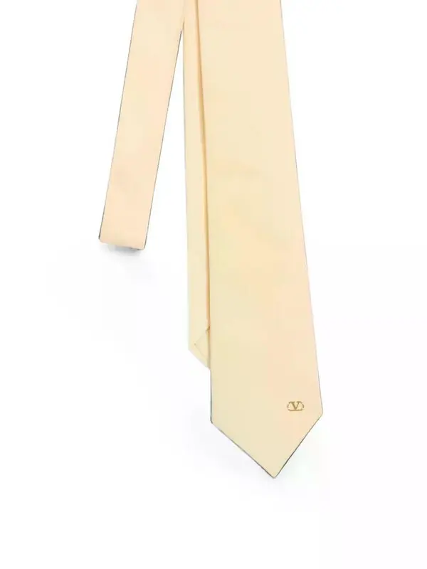 Valentino Garavani Silk Vlogo Plaque Neck Tie - Yellow