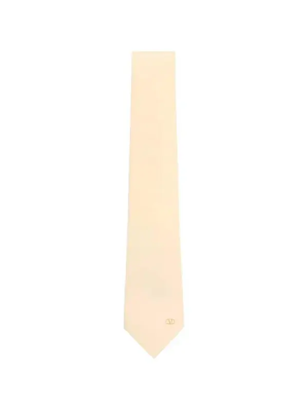 Valentino Garavani Silk Vlogo Plaque Neck Tie - Yellow